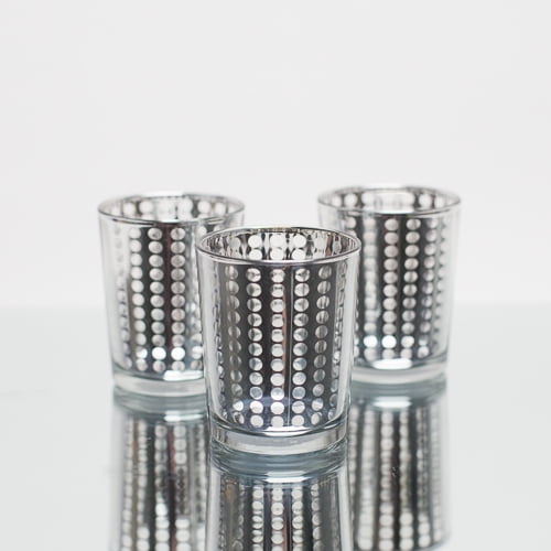 Richland Votive Candles And Eastland Votive Holders Silver Dotted Set Of