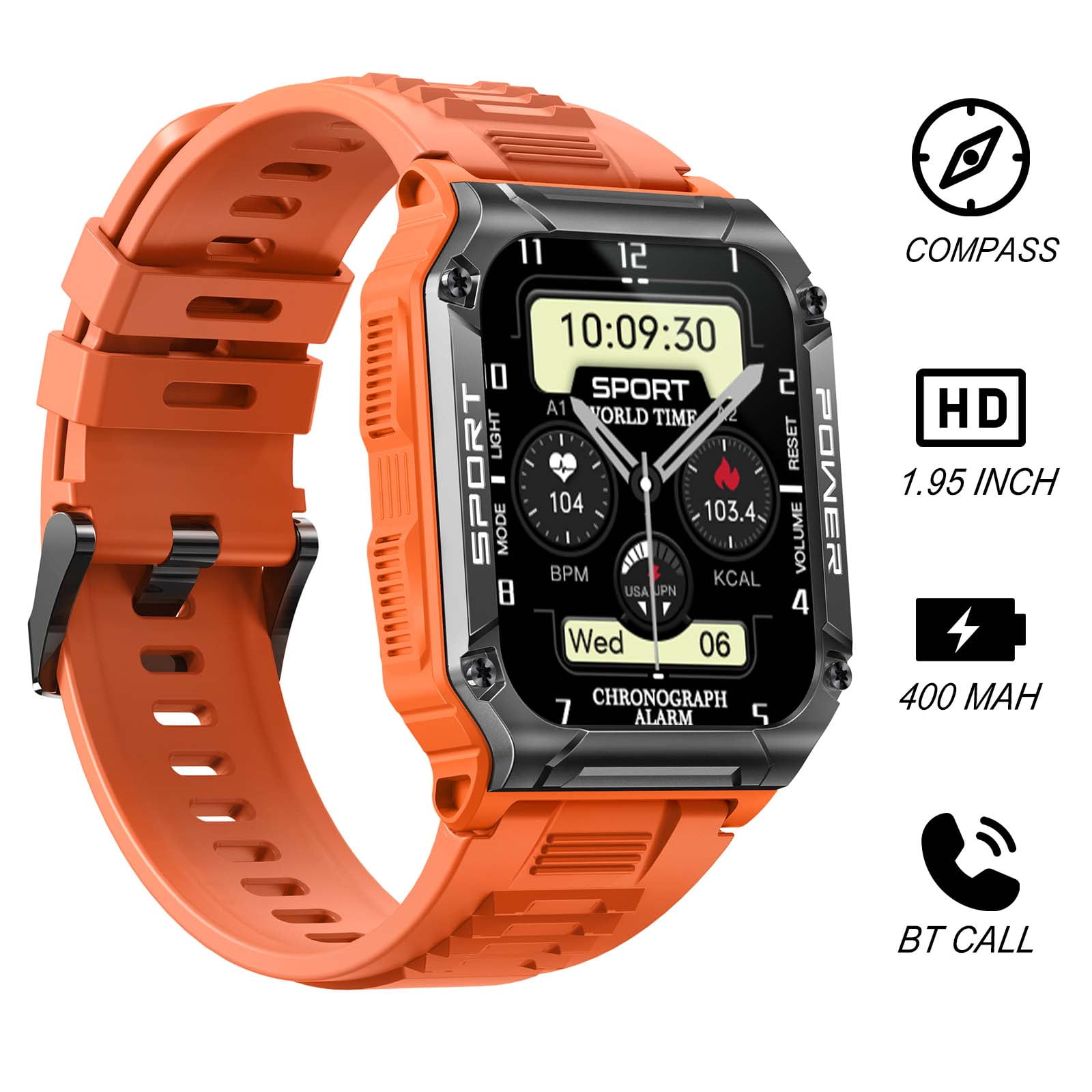 EIGIIS Military Smart Watches for Men, 1.95 Smart Watch with Bluetooth Call (Answer/Make Calls ...