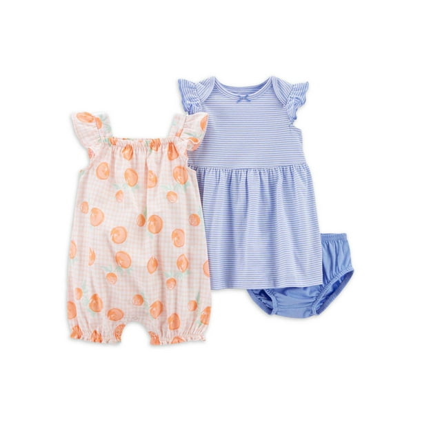 Carter's Child of Mine Baby Girl Romper and Dress, 3-Piece, Sizes 0-24M - Walmart.com