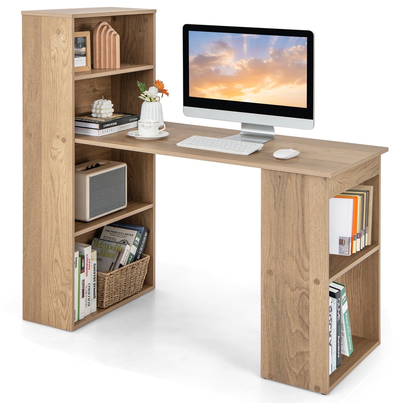 Click here for Patiojoy 48 Inch Computer Desk With Bookshelf 3-In... prices