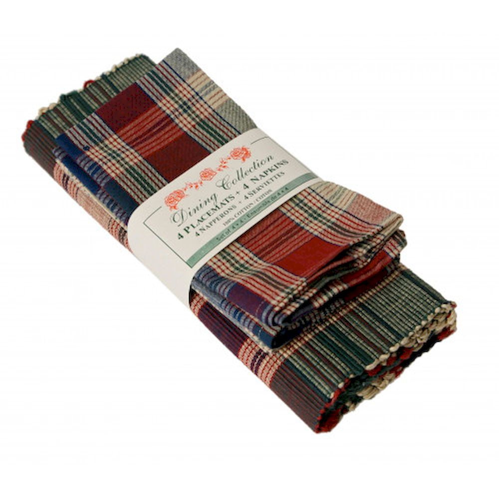 4 + 4 Moorpark Jewel Tones Check Pattern Placemats and Napkins ...
