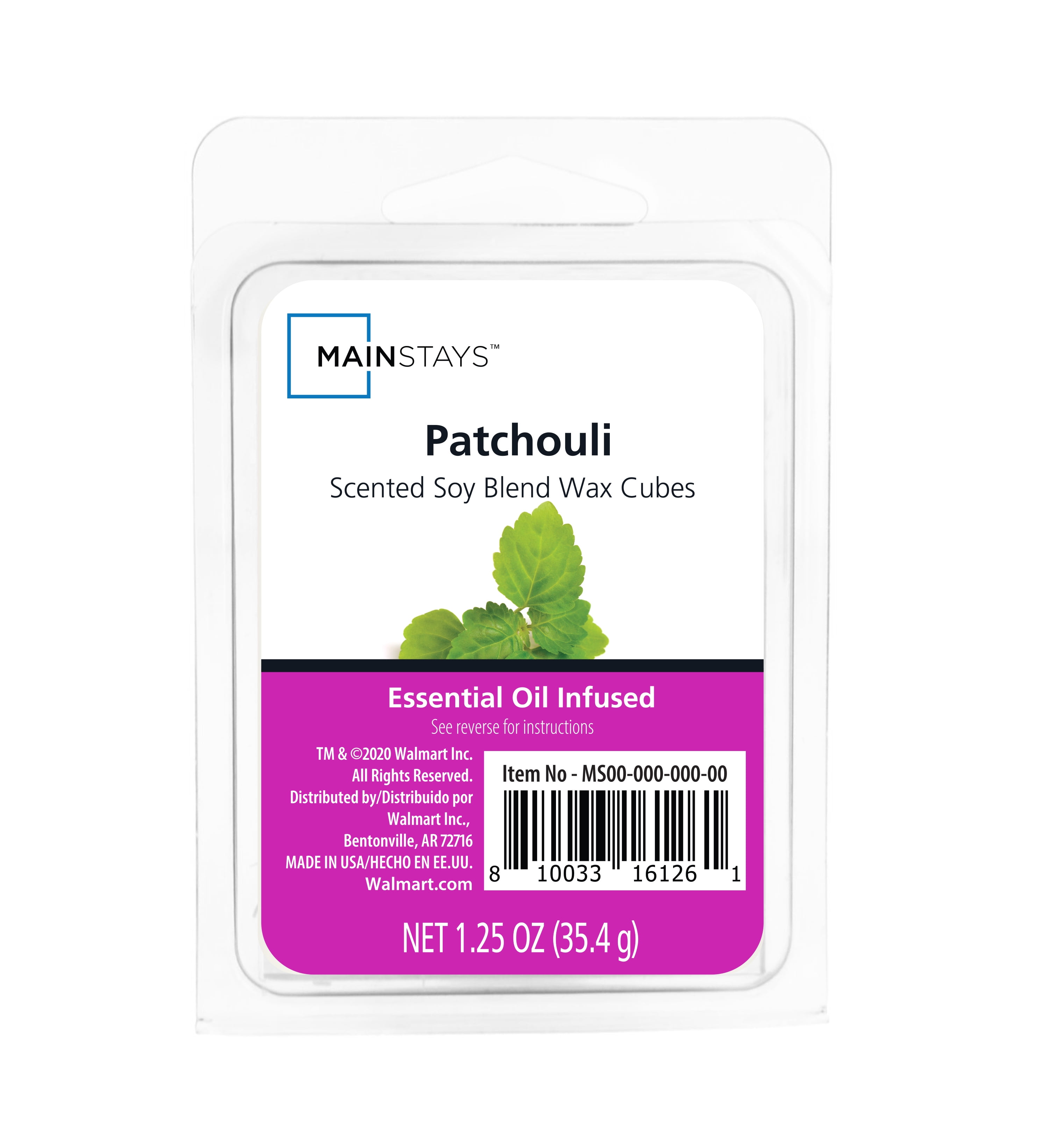 Mainstays Patchouli Essential Oil Infused Soy Wax Melts 1.25oz, 6 Cubes ...