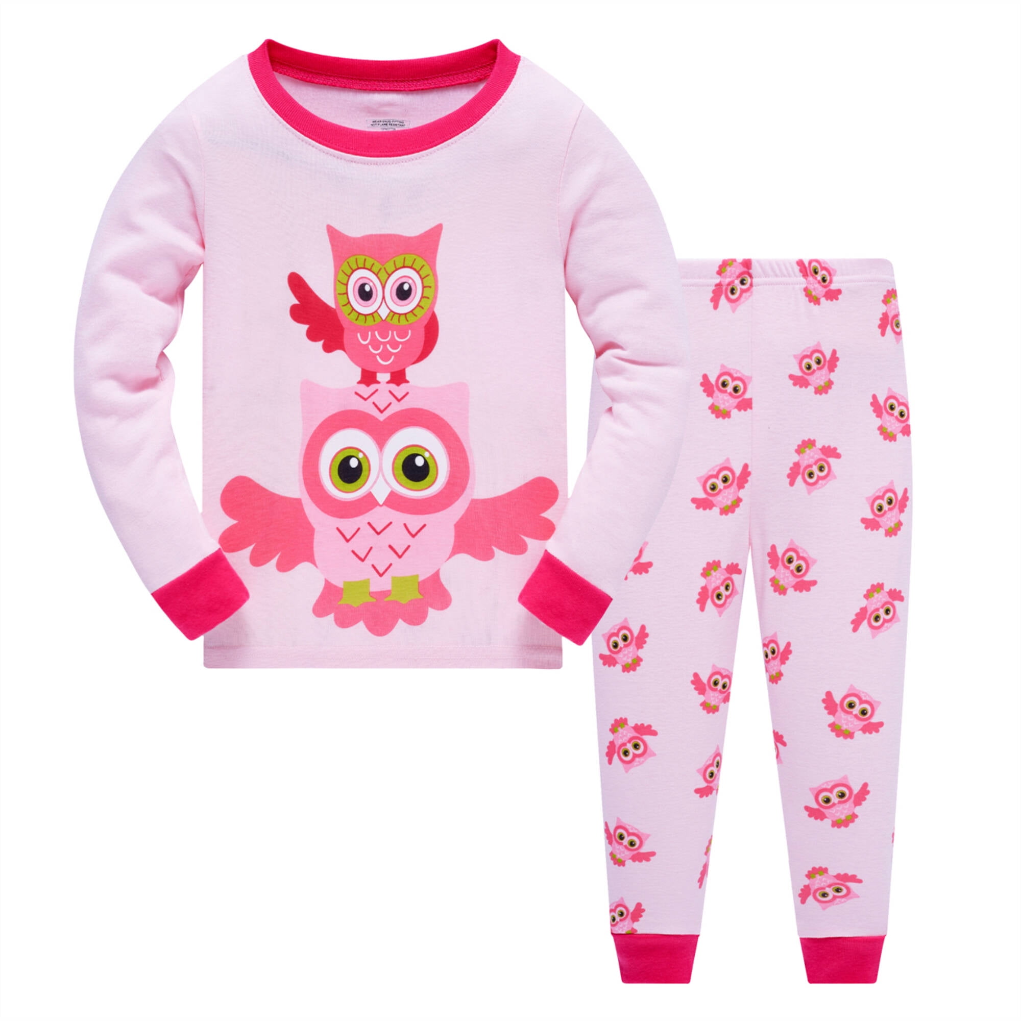 Baby Girls Pyjamas Owl Long Sleeve Sleepwear Toddler Winter 2 Piece ...