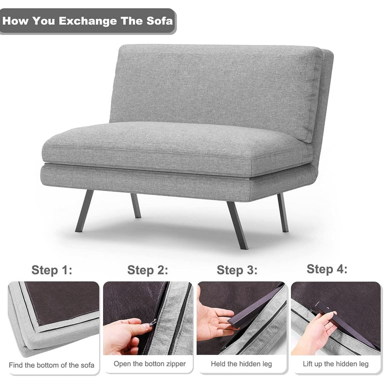 Smiaoer 3 in 1 Futon Sofa Bed Futon Chair Convertible Couch Mini Single Sleeper Sofa