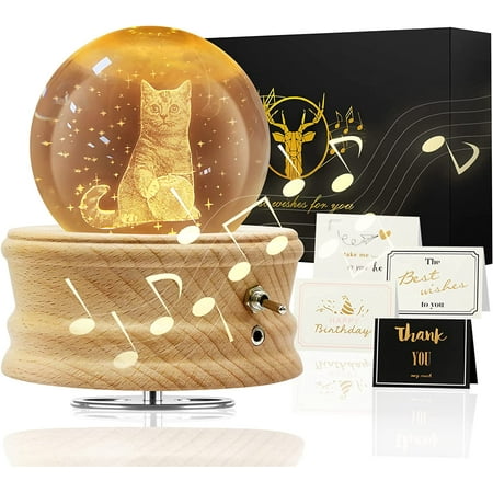 3D Crystal Ball Music Box Luminous Rotaing Music Box Projection LED ...