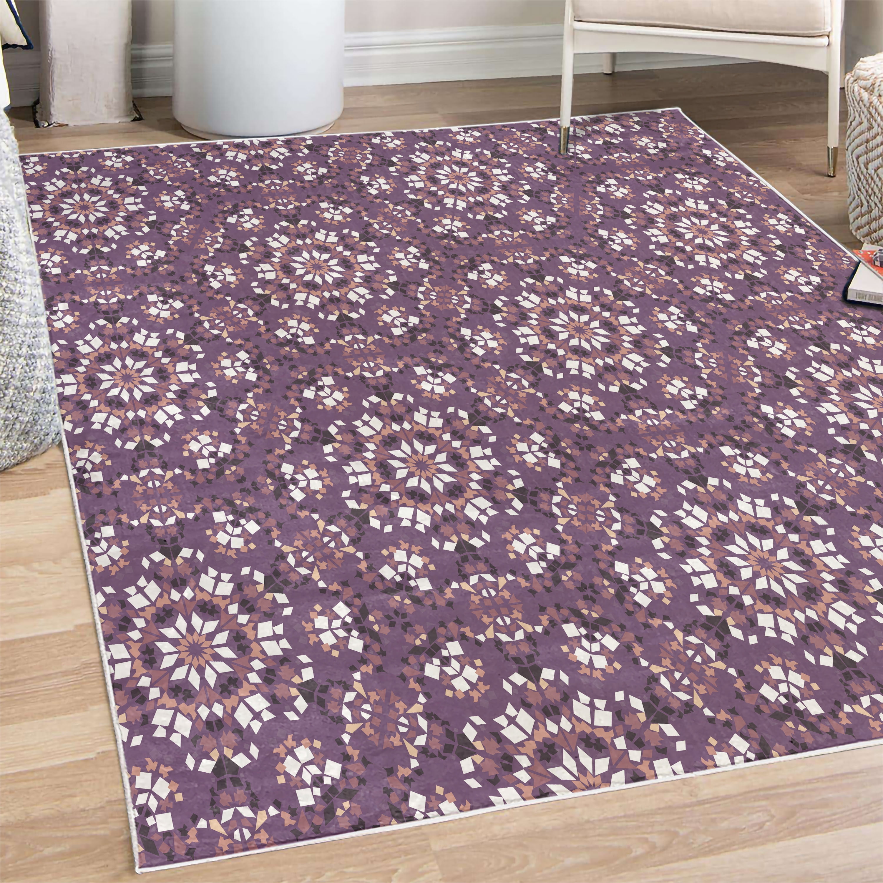 Mosaic Decorative Rug, Antique Roman Time Inspired Rock Design with ...