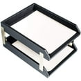 Classic Black Leather Front-load Letter Trays with Gold Stacking Posts ...