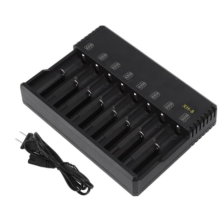 V Battery Charger,8 Slot Lithium Battery Slot AC Fast Battery Charger ...