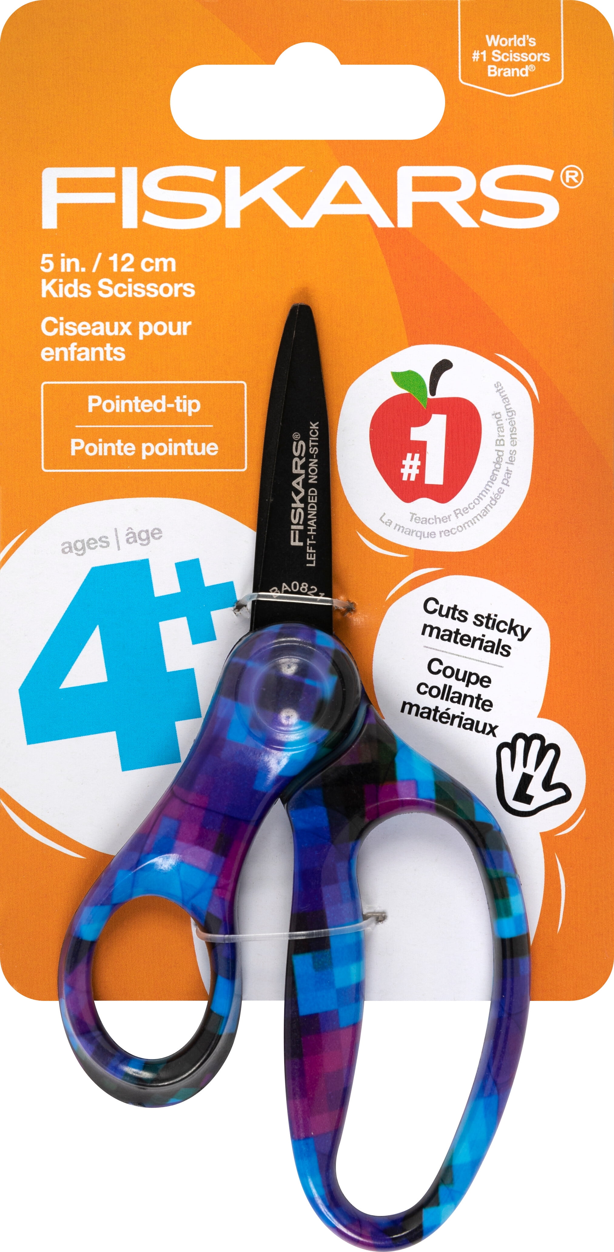 Fiskars Designer Non-Stick Pointed-Tip Left-Handed 5" Scissors for Kids ...