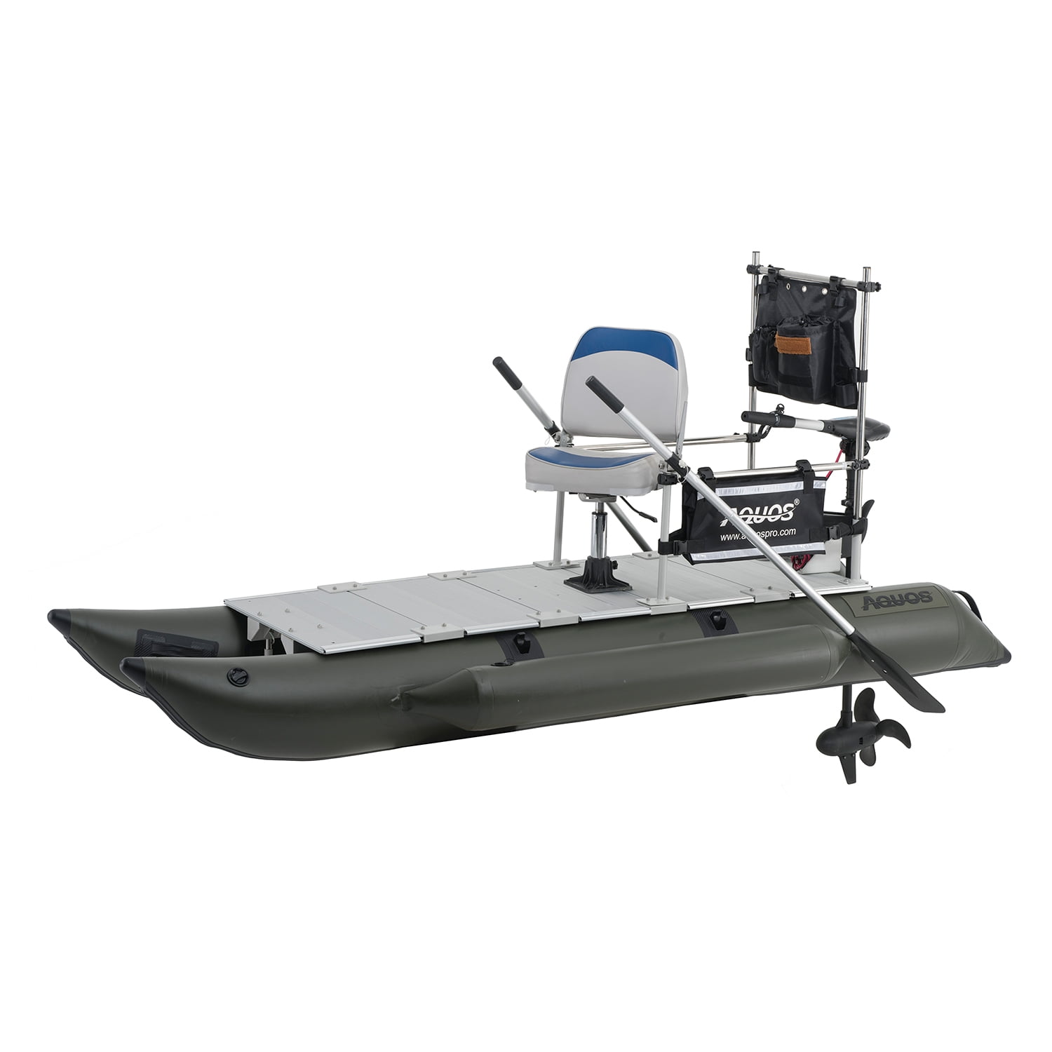 AQUOS 10.2ft Inflatable Pontoon Boat with Haswing 24V 110LBS Transom ...