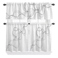 Abstract Minimalist Line on White Curtain Tier and Valance Set 3 Piece ...