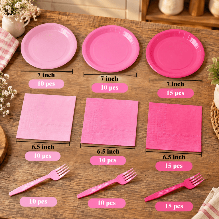 Serves 35 Guests Gradient Pink Plates And Napkparty Supplies - Walmart.com