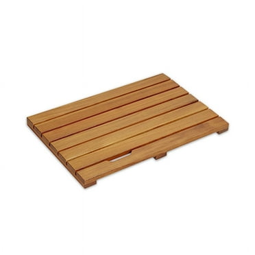 Designer Teak Shower Mat, Waterproof, Teak Oil Finish, Large, 32x20x2 ...