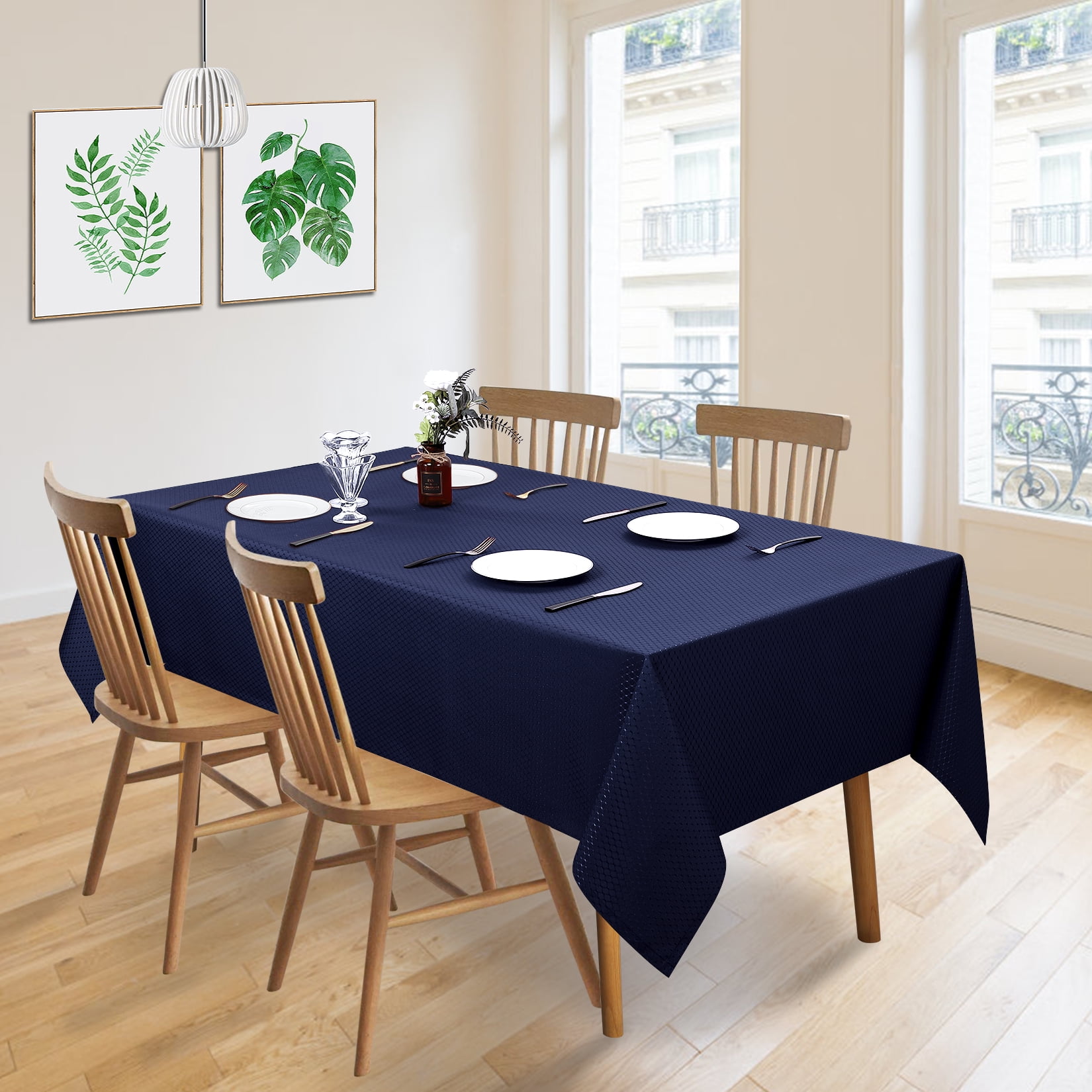 Waffle Weave Jacquard Tablecloth, Rectangle Waterproof Stain Resistant ...