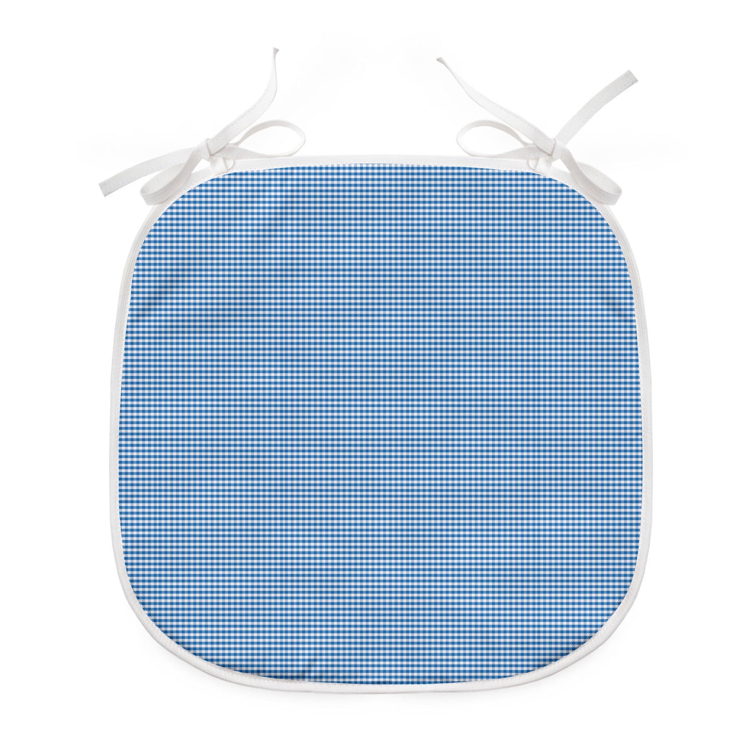 Checkered Dining Chair Pad, Monochrome Gingham Checks Classical Country ...