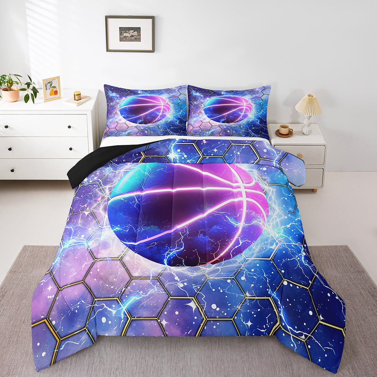 Click here for Erosebridal Neon Cool Basketball Bedding Full Comf... prices