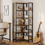 IRONCK 6-Tier Corner Shelf, Industrial Display Bookshelf, Freestanding ...