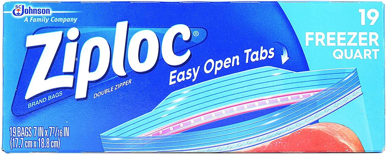 Ziploc Double Zipper Easy Open Tabs Quart Extra Thick Layer Freezer ...