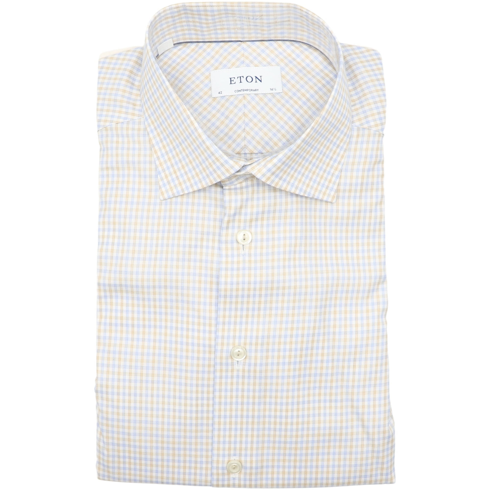 Click here for Eton Mens Blue / White Tan Contemporary Fit Checke... prices