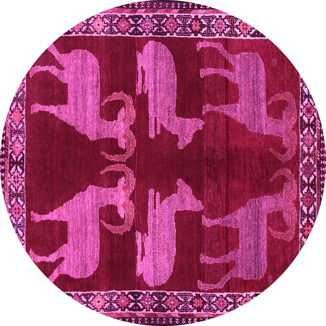 Ahgly Company Indoor Round Persian Pink Traditional Area Rugs, 4' Round ...