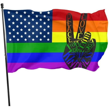 Peace Sign American Flag Rainbow Stripes Outdoor Flag Decorative Flag ...