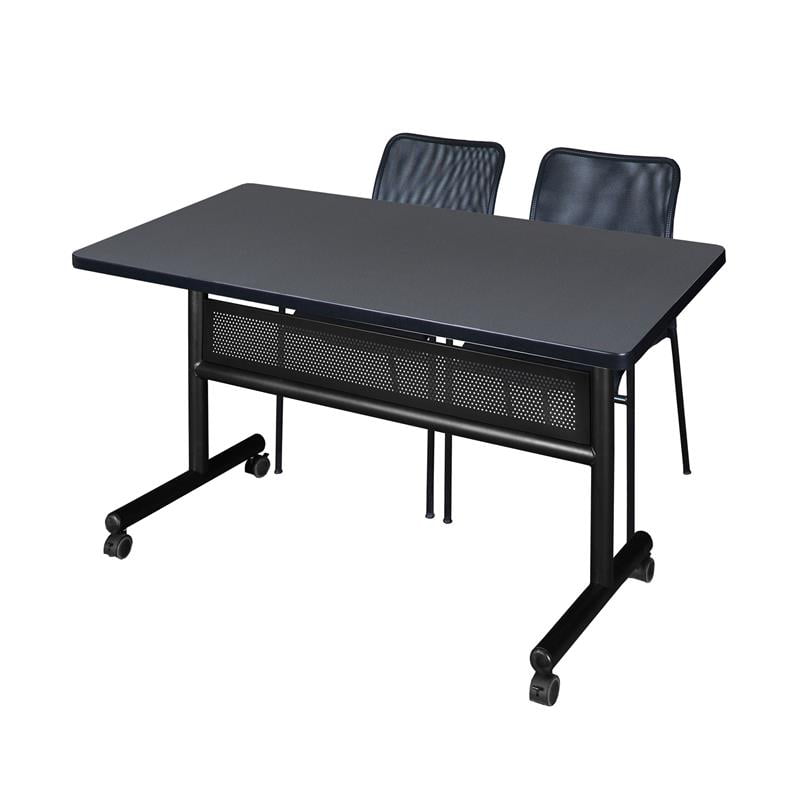 Regency 48" x 30" Flip Top Mobile Training Table w/ Divider & 2 Stack ...