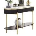 Glam Style Dark Walnut 1pc Sofa Table w Drawer Gold Steel Legs Reeded ...