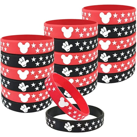 HTOOQ 18Pcs Mouse Rubber Bracelets Silicone Wristbands with Red and ...