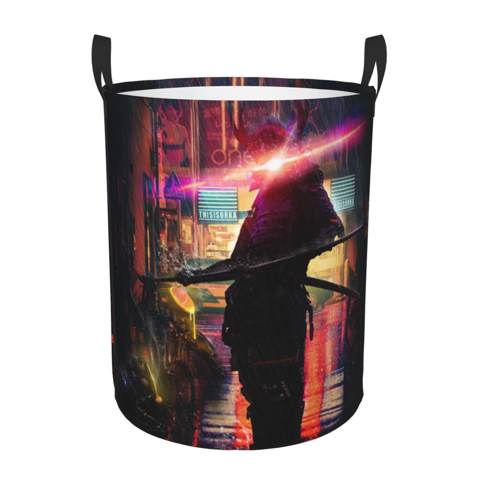 XMXT Collapsible Laundry Basket, Cyberpunk Samurai Print Waterproof ...