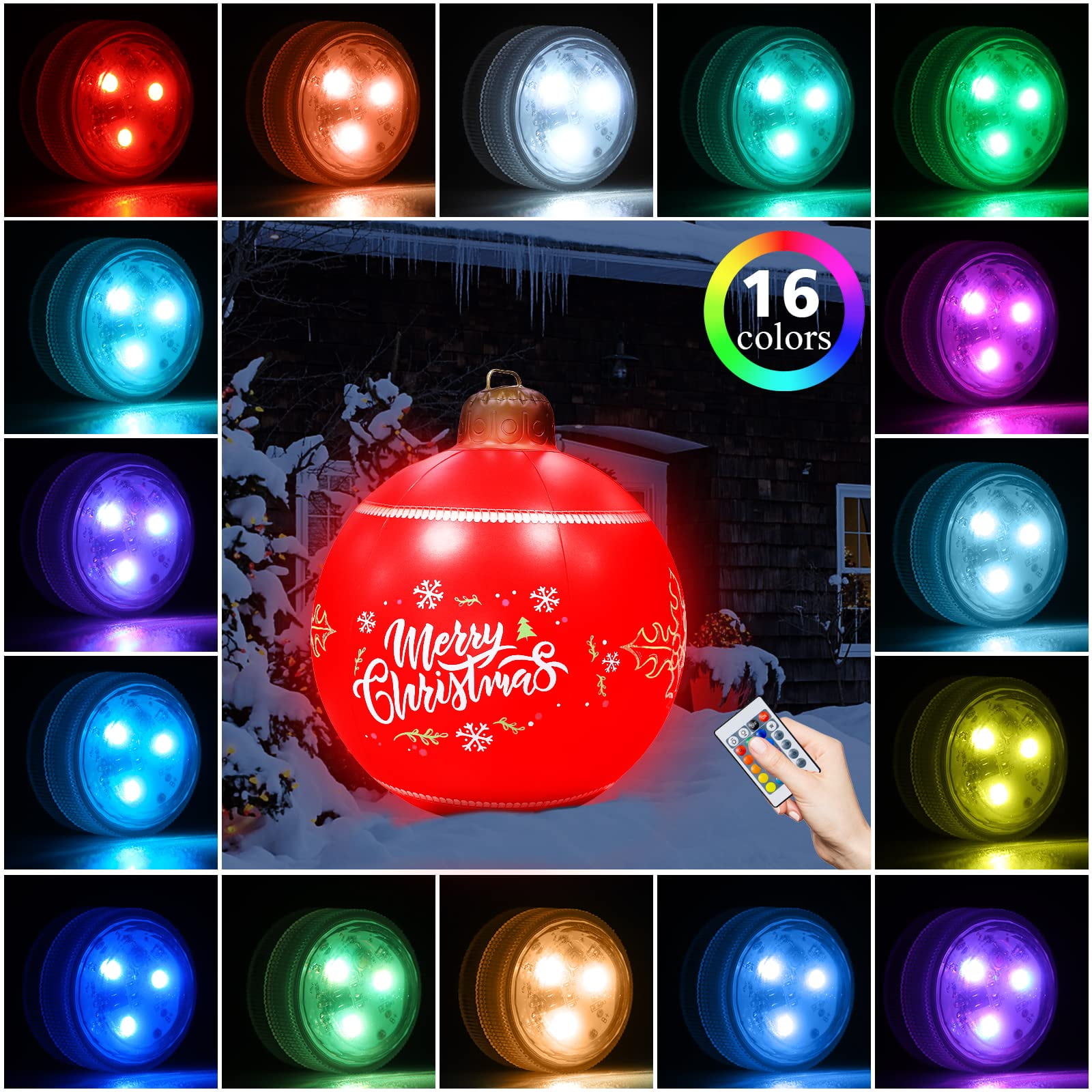 LED light Outdoor Christmas Inflatable Decorated Ball, Giant Holiday ...