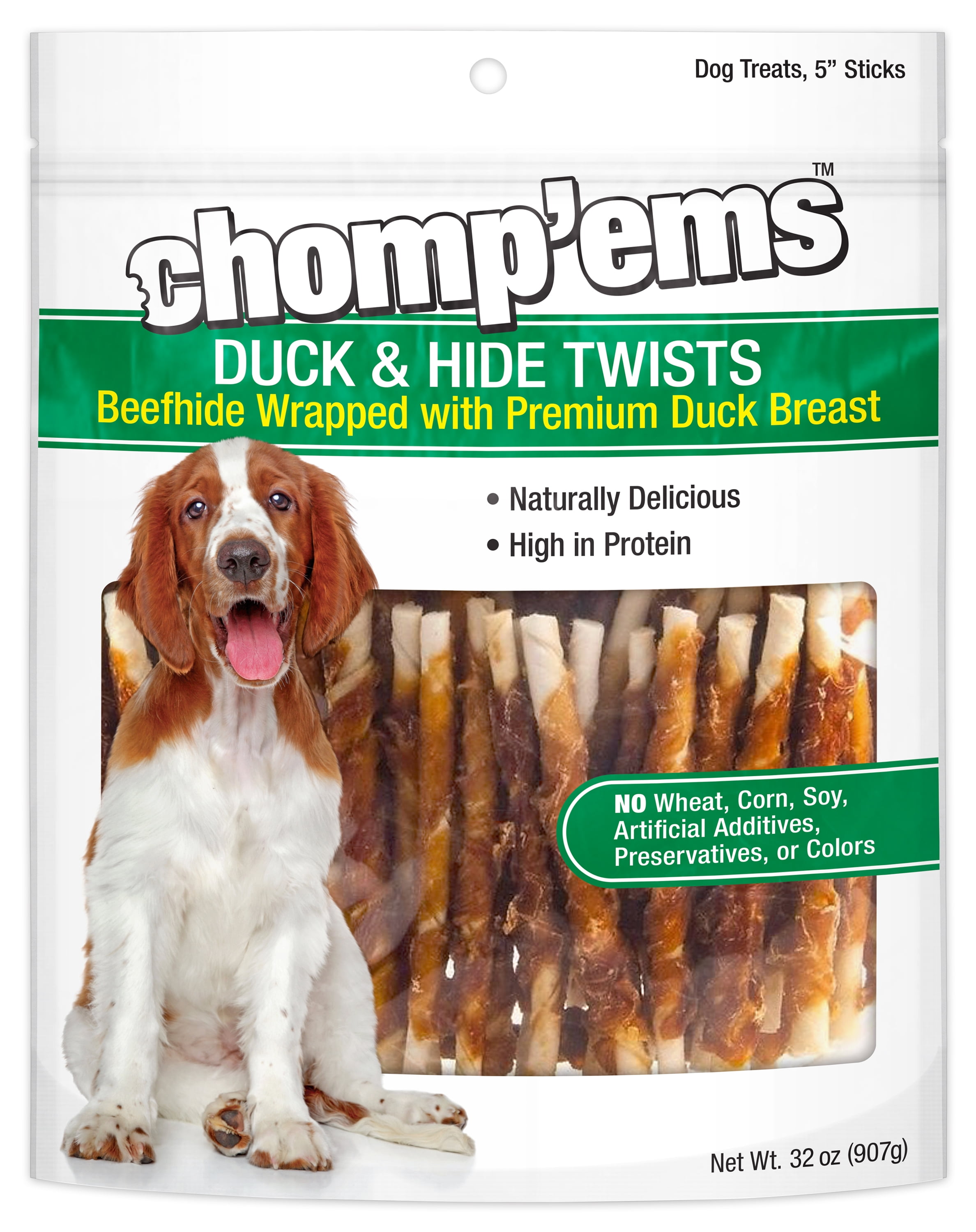 Chomp'ems Duck Hide Twists, 32 oz - All Natural Rawhide Wrapped with ...