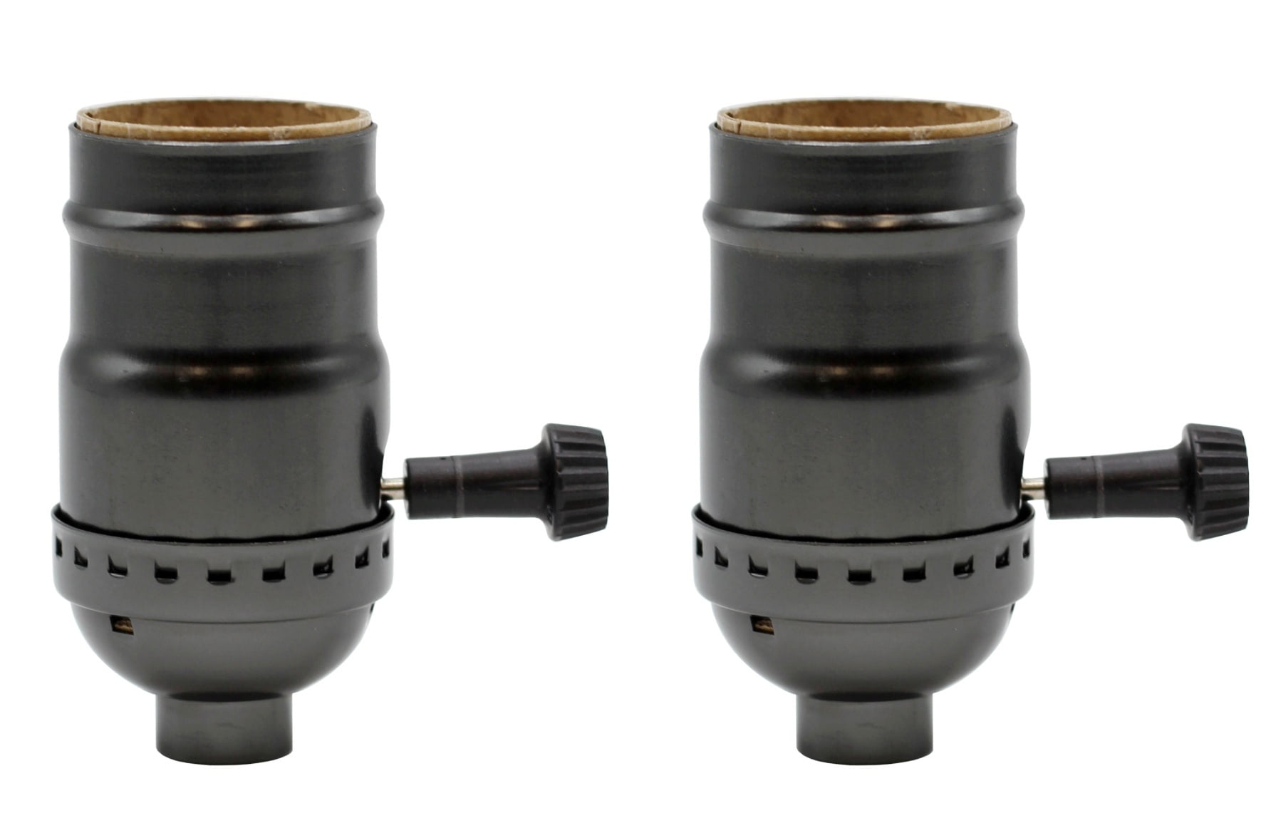 Three Way Turn Knob Lamp Sockets, Medium Base, Metallic Grey Shell ...