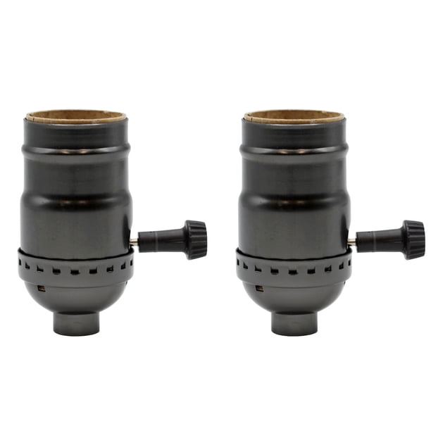 Three Way Turn Knob Lamp Sockets, Medium Base, Metallic Grey Shell ...