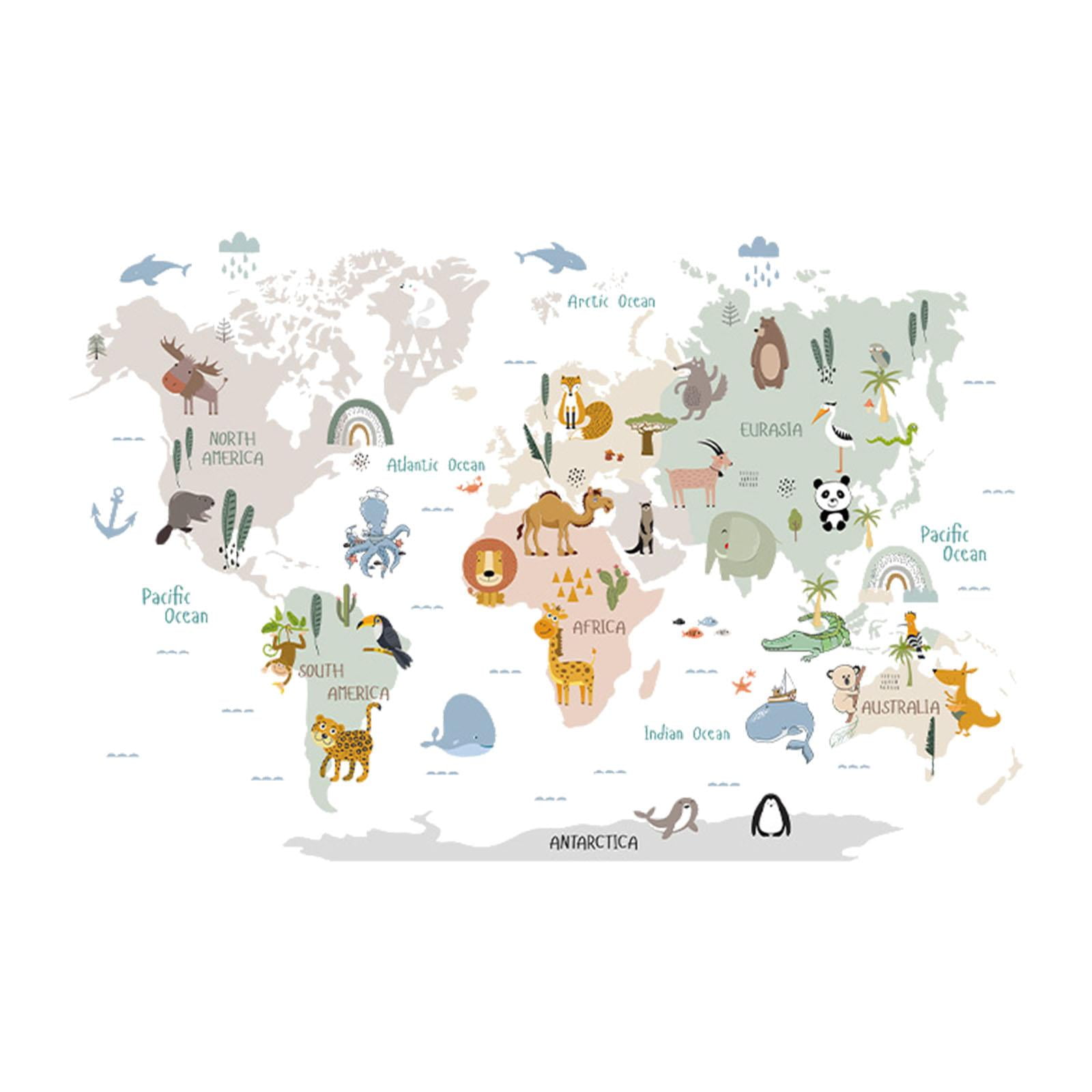 Click here for Jifeng Animal World Map Wall Stickers Cartoon Wall... prices