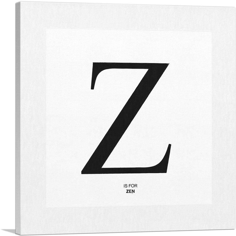 ARTCANVAS Modern Black and White Gray Serif Alphabet Letter Z Canvas ...