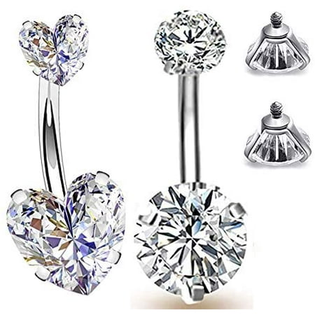 AIMTYD Surgical Steel Belly Button Rings, CZ Belly Rings Belly Piercing ...