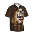 Bulldog Dog With Vintage American Flag Men's 3d Print Casual Button ...