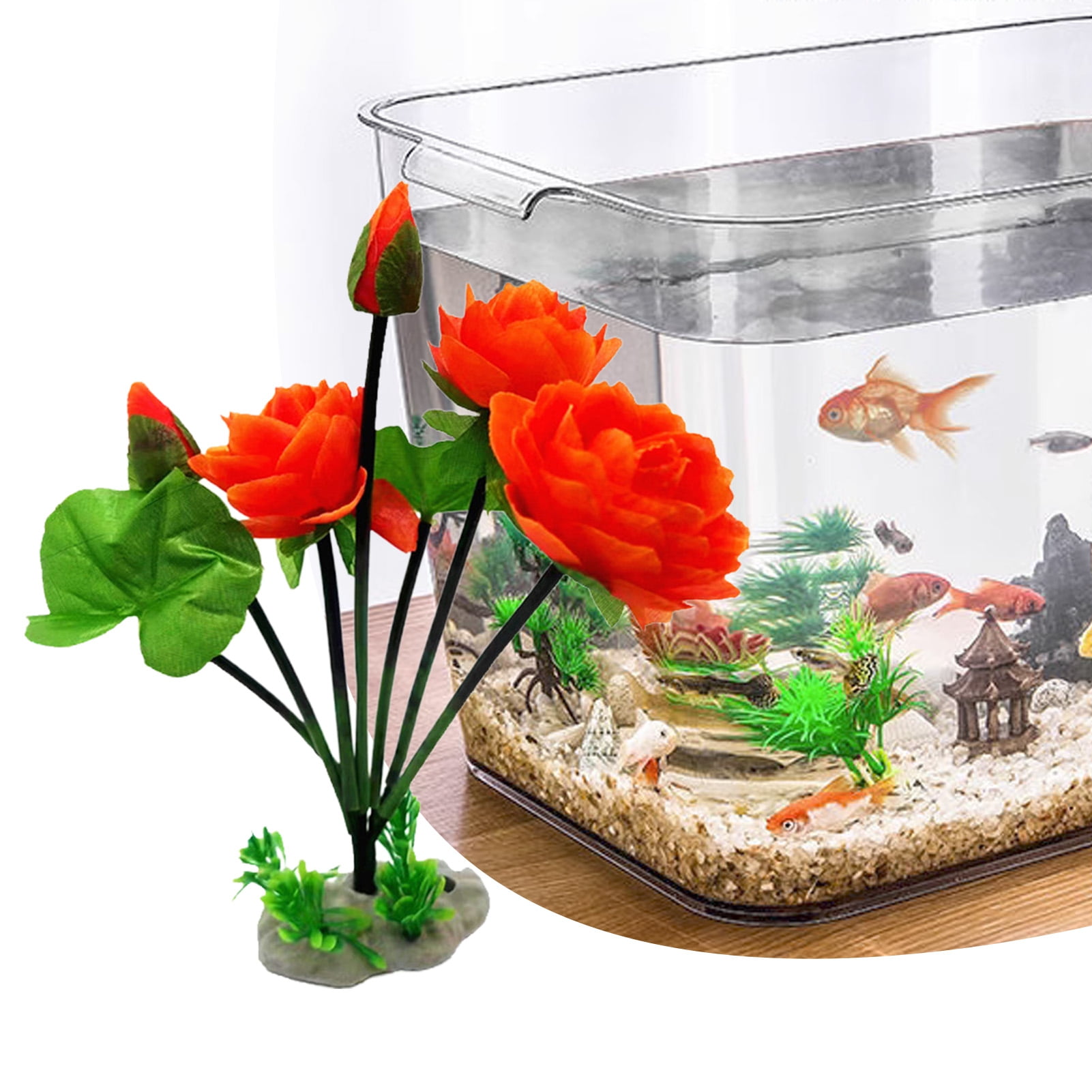 Walbest Aquarium Artificial Lotus Flowers Fish Tank Water Lily Aquarium ...