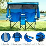 WTVIDAS Double Beach Chair with Canopy, Cooler Bag, Folding Loveseat ...