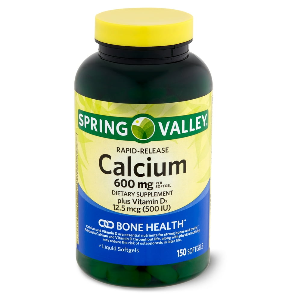 Spring Valley Rapid-Release Calcium Dietary Supplement, 600 mg, 150 ...