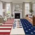 Anniversary Washable Living Room Rugs 5'x7', USA Flag Red Striped Blue ...