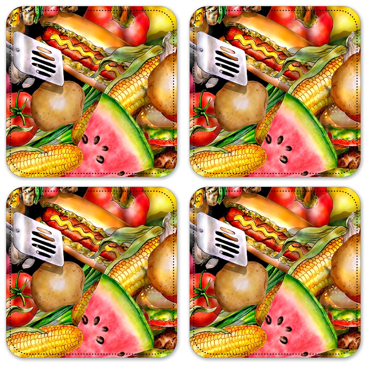 Vinyl Drink Coasters - Set of 4 - Barbeque - Walmart.com