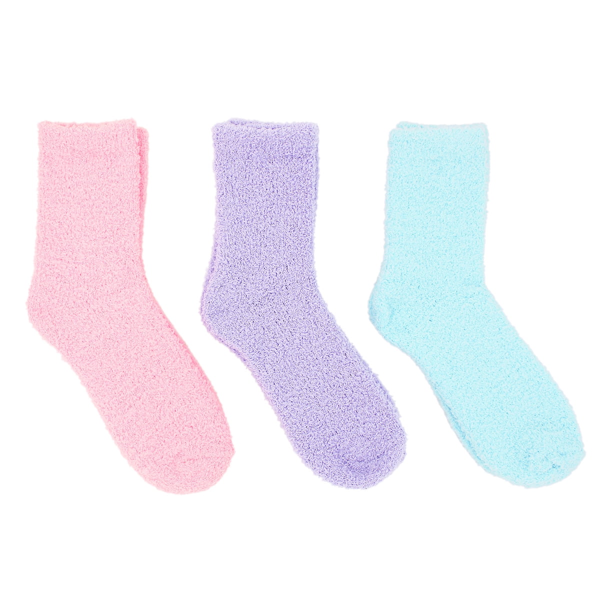 Soft Solid & Striped Winter Fuzzy Plush Socks - 3 Pairs Set - Walmart.com