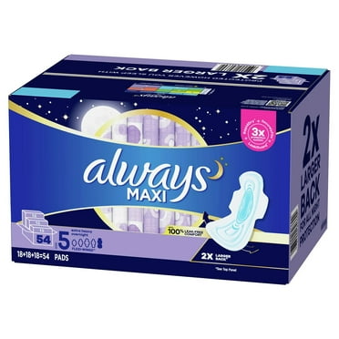 Always Maxi Size 4 Overnight Pads with Wings, Unscented, 28 Count ...