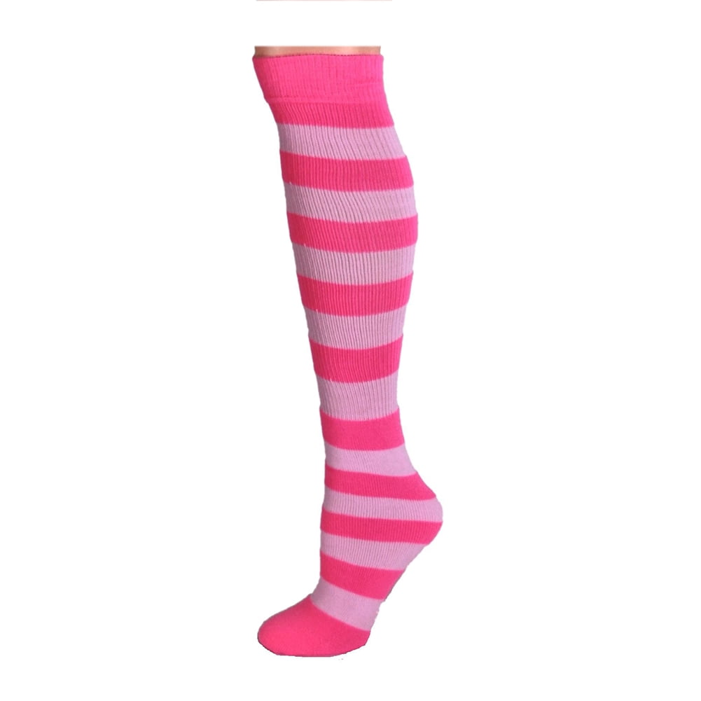 Knee High Striped Socks - Neon Pink/Baby Pink - Walmart.com