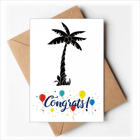 Coconut Tree Black Outline Wedding Cards Congratulations Greeting ...