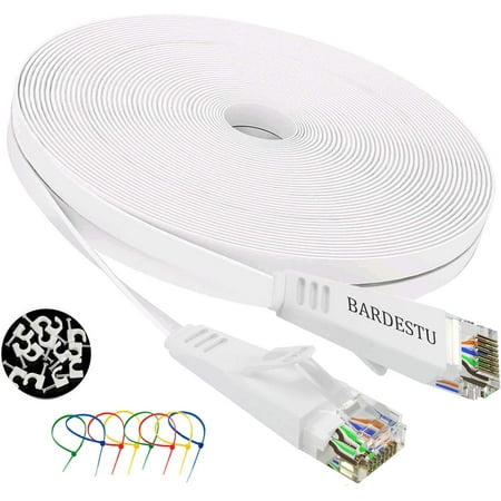Ethernet Cable 25 ft, Cat 6 Flat Internet Network LAN RJ45 Gigabit ...