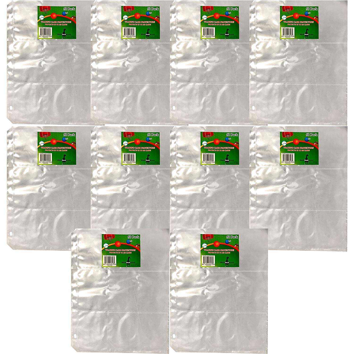 Trading Card Protector Sheets 9 Pocket X 500 Plastic Pages Holds 4500 ...