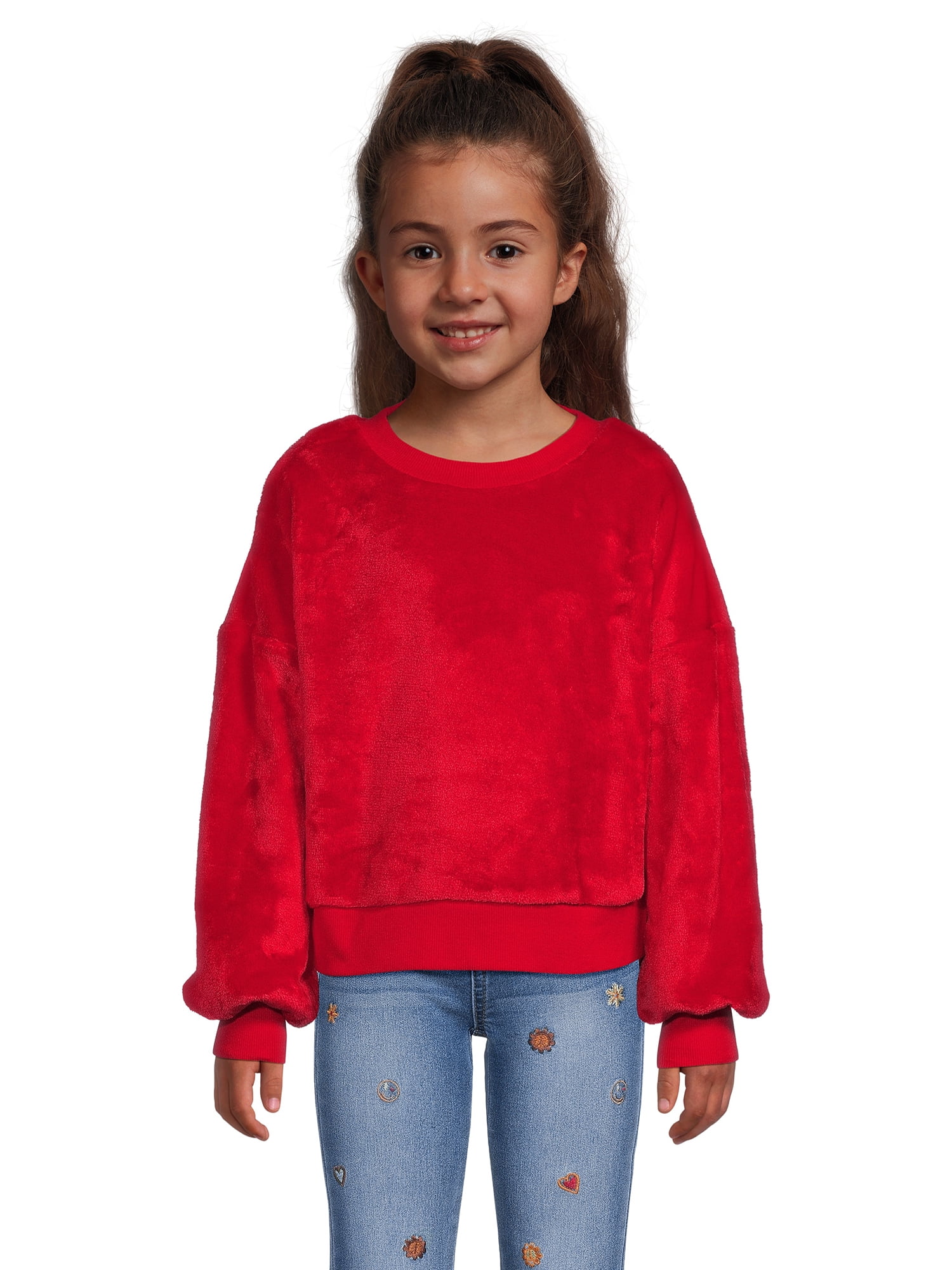 Wonder Nation Girls Faux Fur Top, Sizes 4-18 & Plus - Walmart.com
