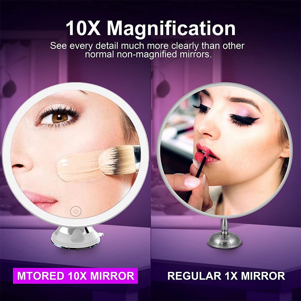 Meidong 10x Magnifying Lighted Makeup Mirror with 360° Rotation, Touch ...